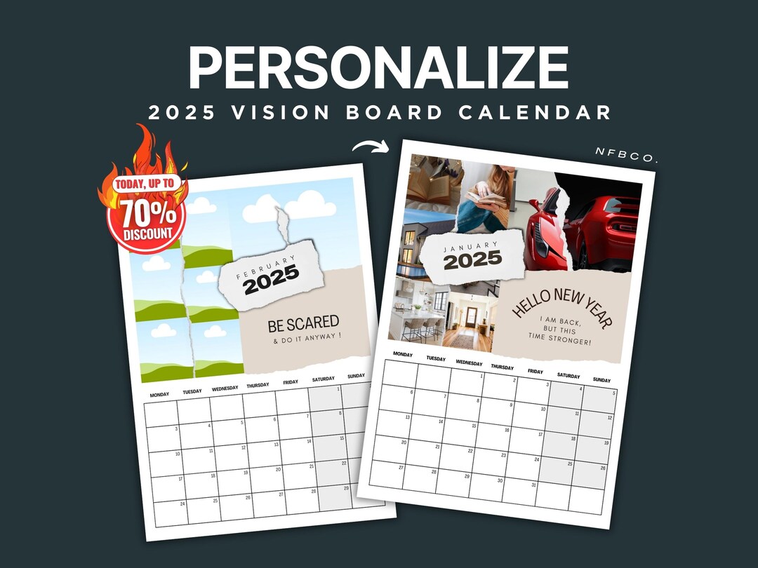 Personalized 2025 Vision Board Calendar: Monthly Planner (canva ...