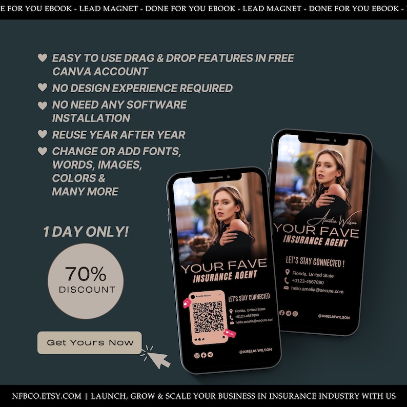 Insurance Agent Business Card, Insurance Broker QR Code Digital ...