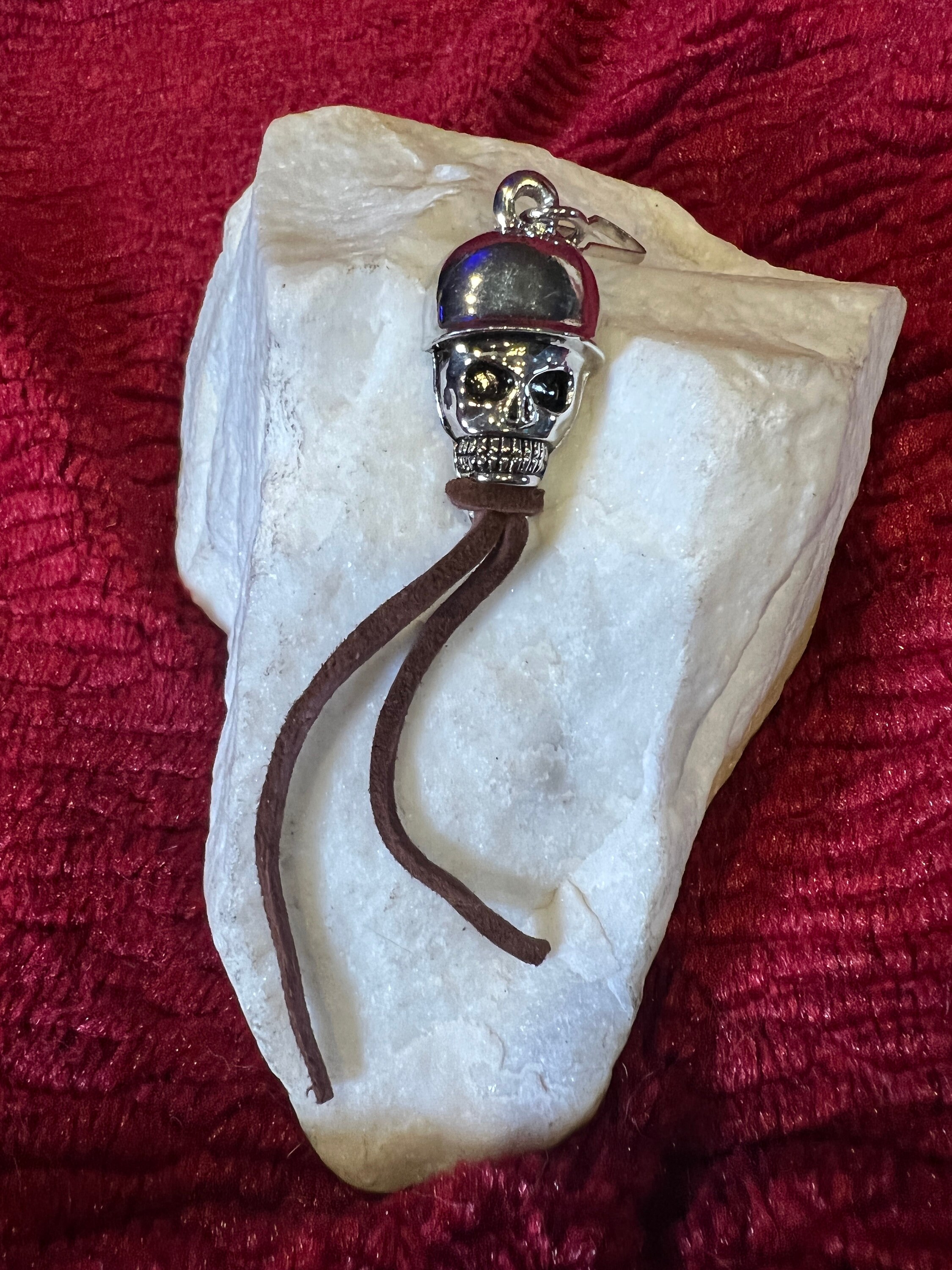 Silver Skull Zipper Pull With Dark Brown Suede - Etsy
