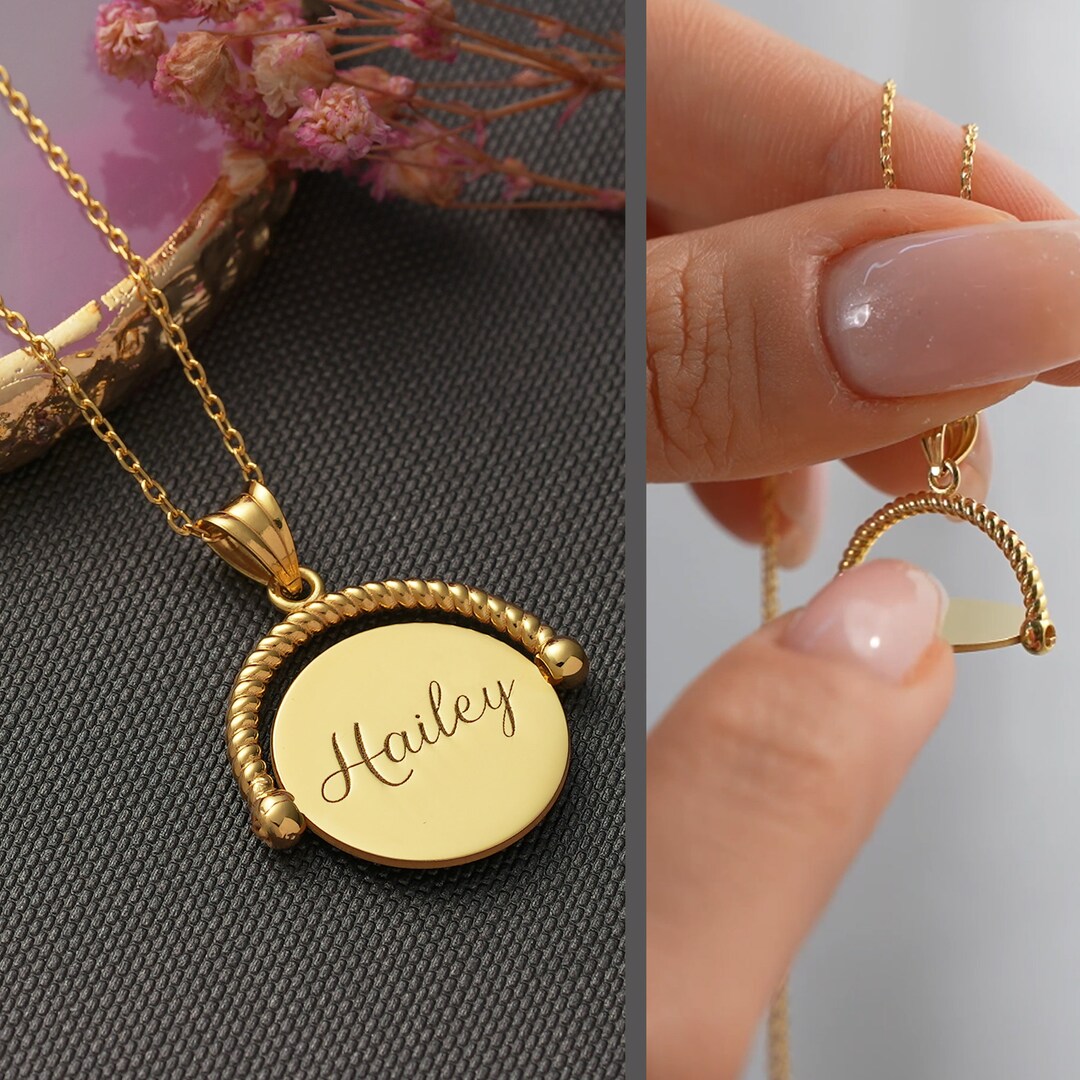 Personalized Fidget Toy Anti Anxiety Necklace, Gold Fill Spinner Name ...