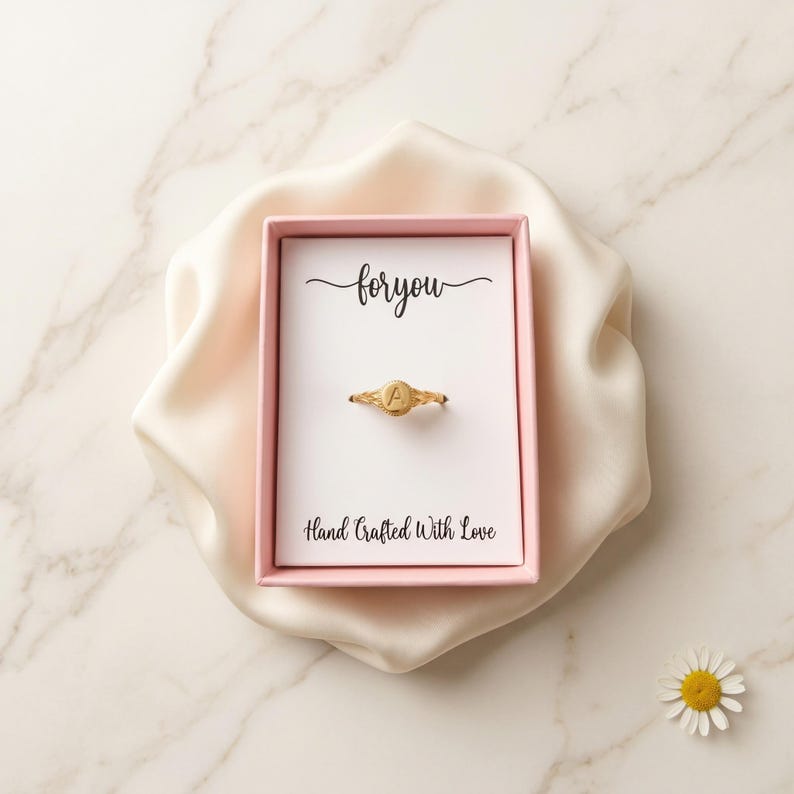 Personalized Initial Signet Ring, Sterling Silver Monogram Pinky Ring ...