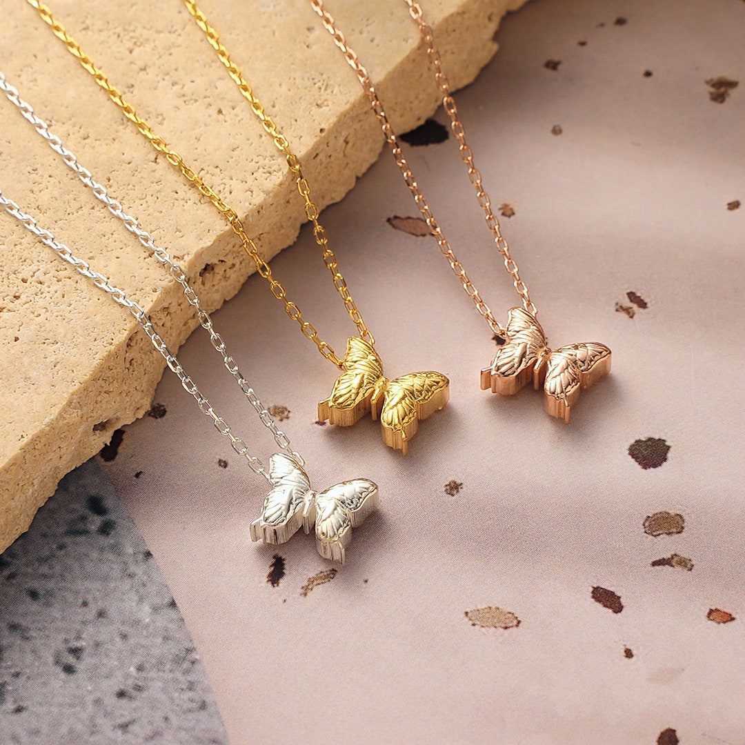 14k Gold Filled Dainty Butterfly Necklace, Butterfly Charm, Pendant ...
