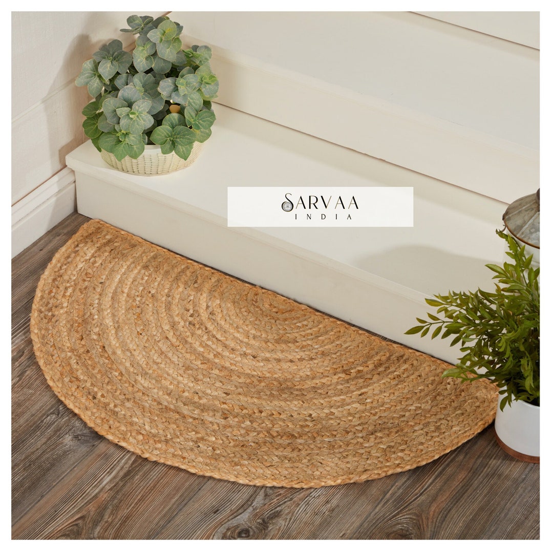 Natural Jute Rug Handmade Jute Doormat Half Circle Half Moon Doormat ...