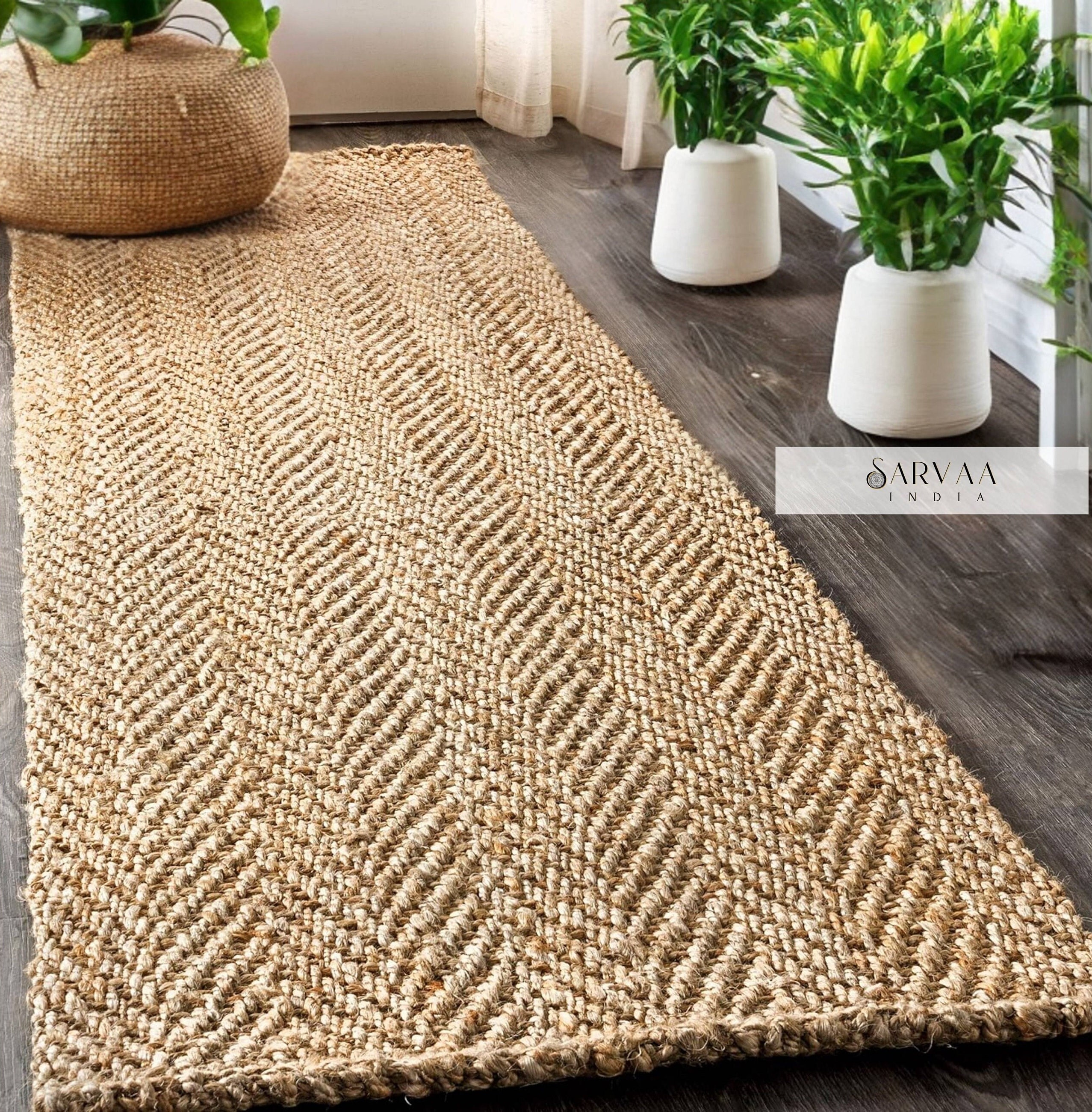 Jute Stairs Runner, Natural Fiber Jute Runner Rug, Vintage Style Custom ...