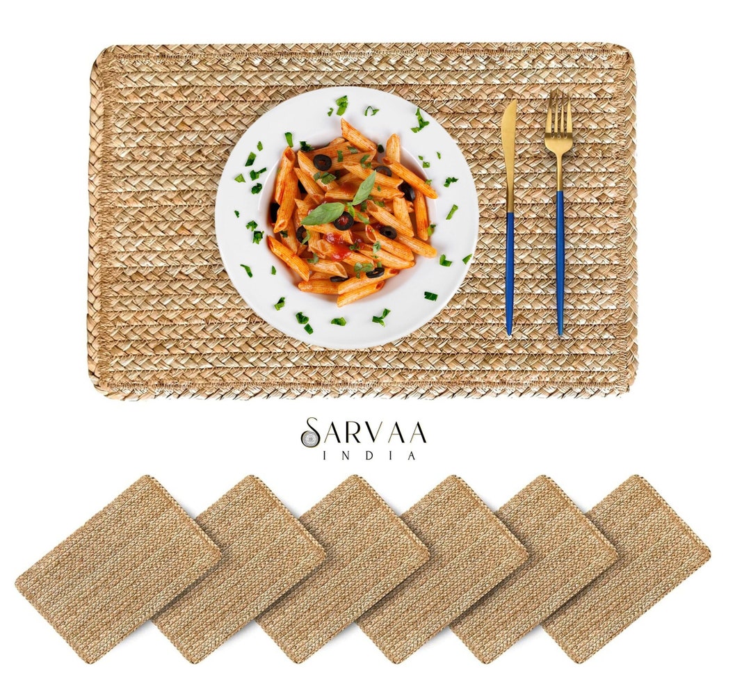 Rectangle Natural Jute Placemat, Dining Table Décor, Wicker Placemat ...