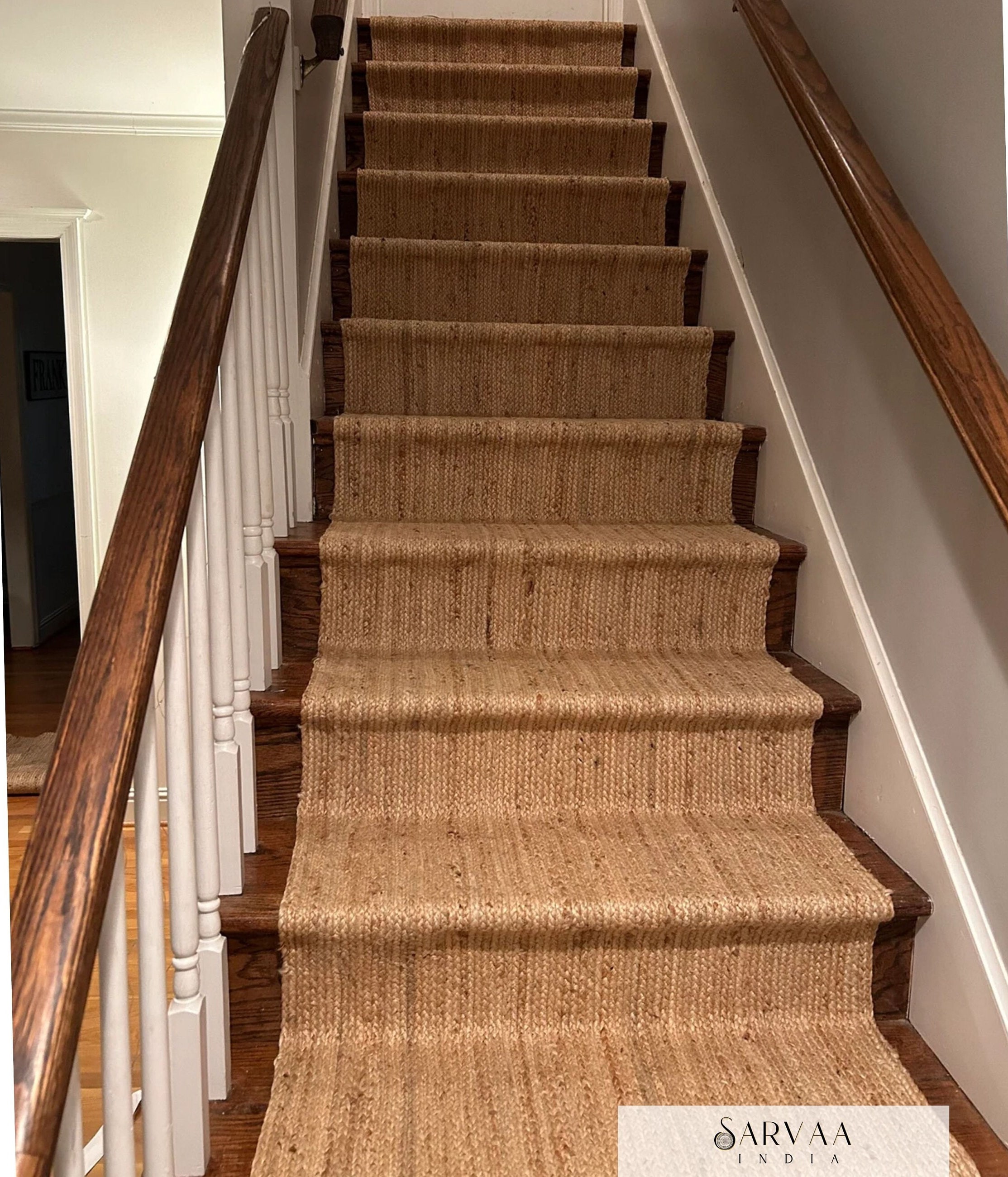 Jute Stairs Runner, Natural Jute Runner Rug, Rustic Style CUSTOM Size ...