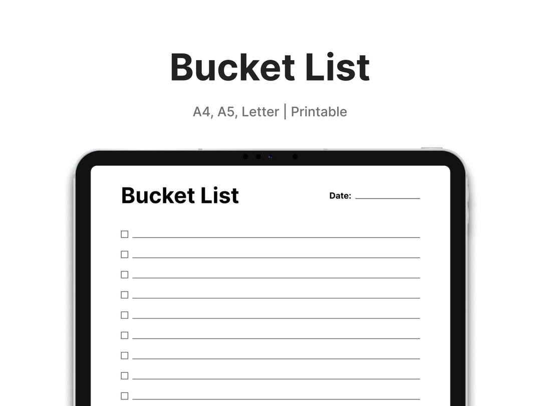 Minimalist Bucket List Simple Printable Goals Plan Work - Etsy