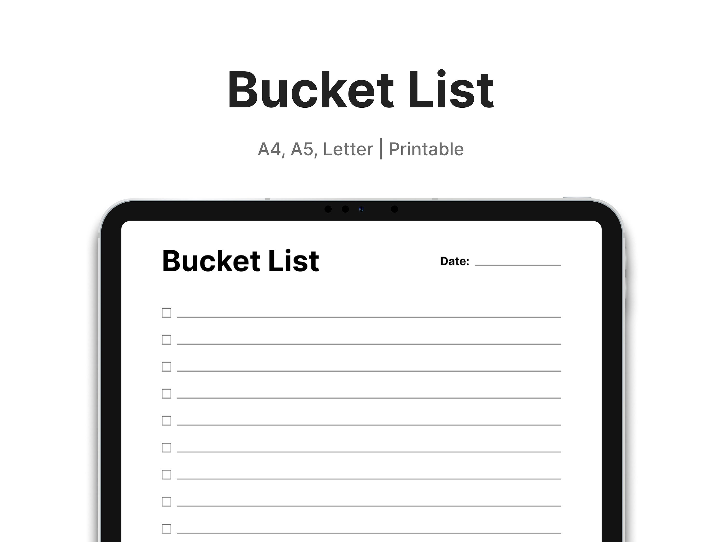Minimalist Bucket List Simple Printable Goals Plan Work - Etsy