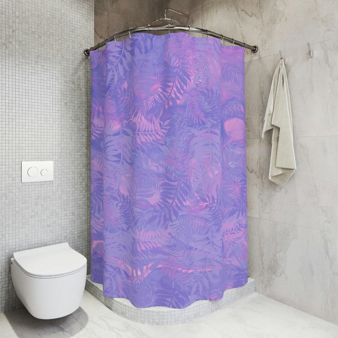 Gradient Purple Leaf Pattern Shower Curtain 71 74 - Etsy