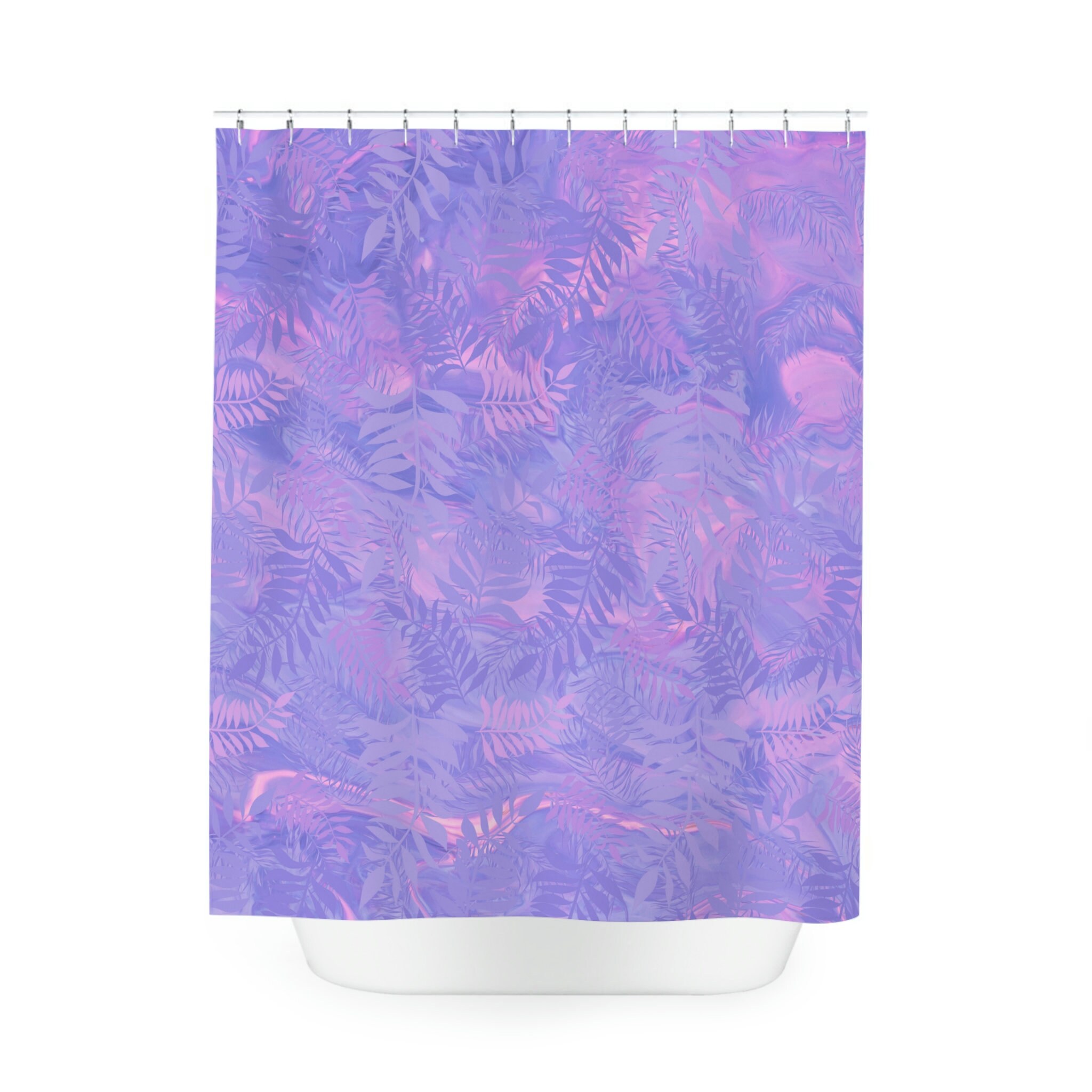 Gradient Purple Leaf Pattern Shower Curtain 71 74 - Etsy