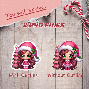 Pink Christmas Clipart: Santa Girl, Tree PNG (digital Download) - Etsy