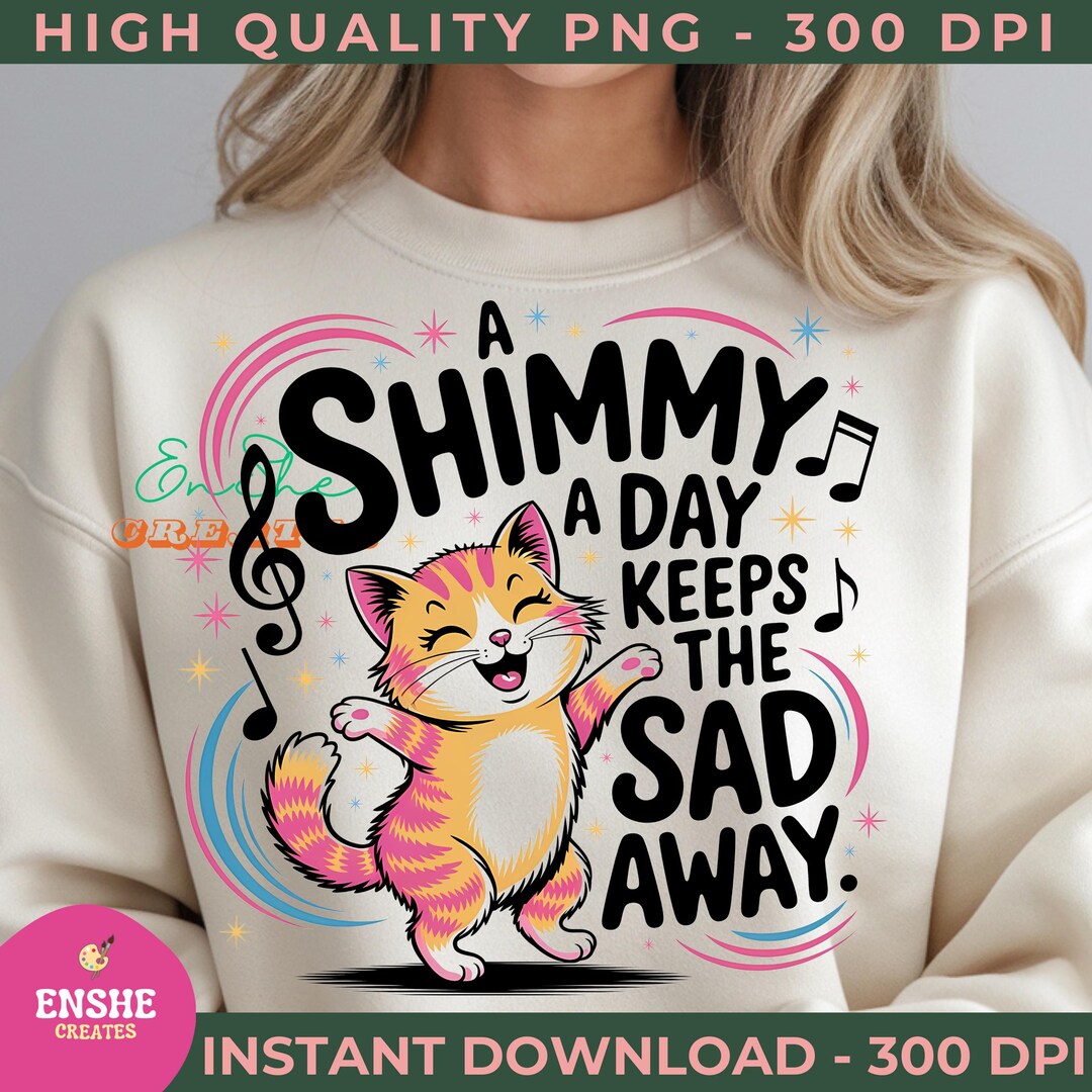 Shimmy Cat PNG Sticker, Dancing Kawaii Cat Clipart (digital Download ...