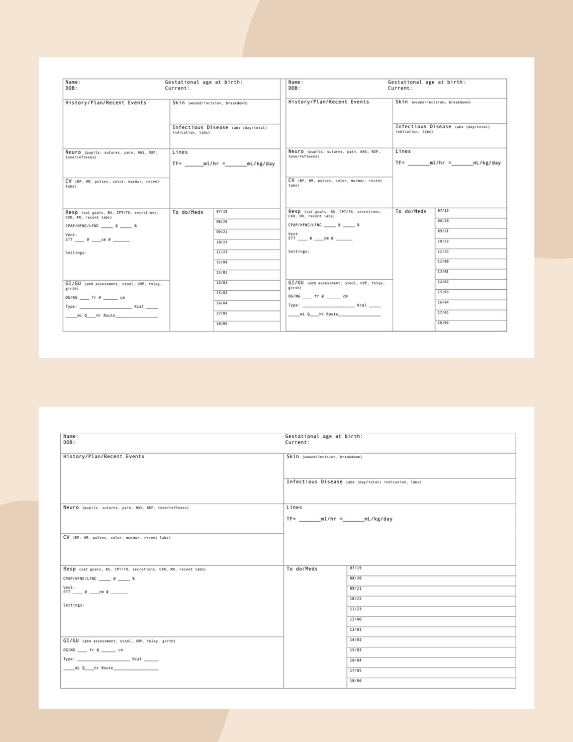 NICU Report Sheet - Etsy