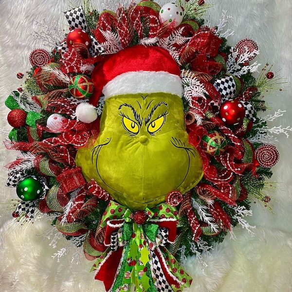 Grinch Christmas Wreath - Etsy