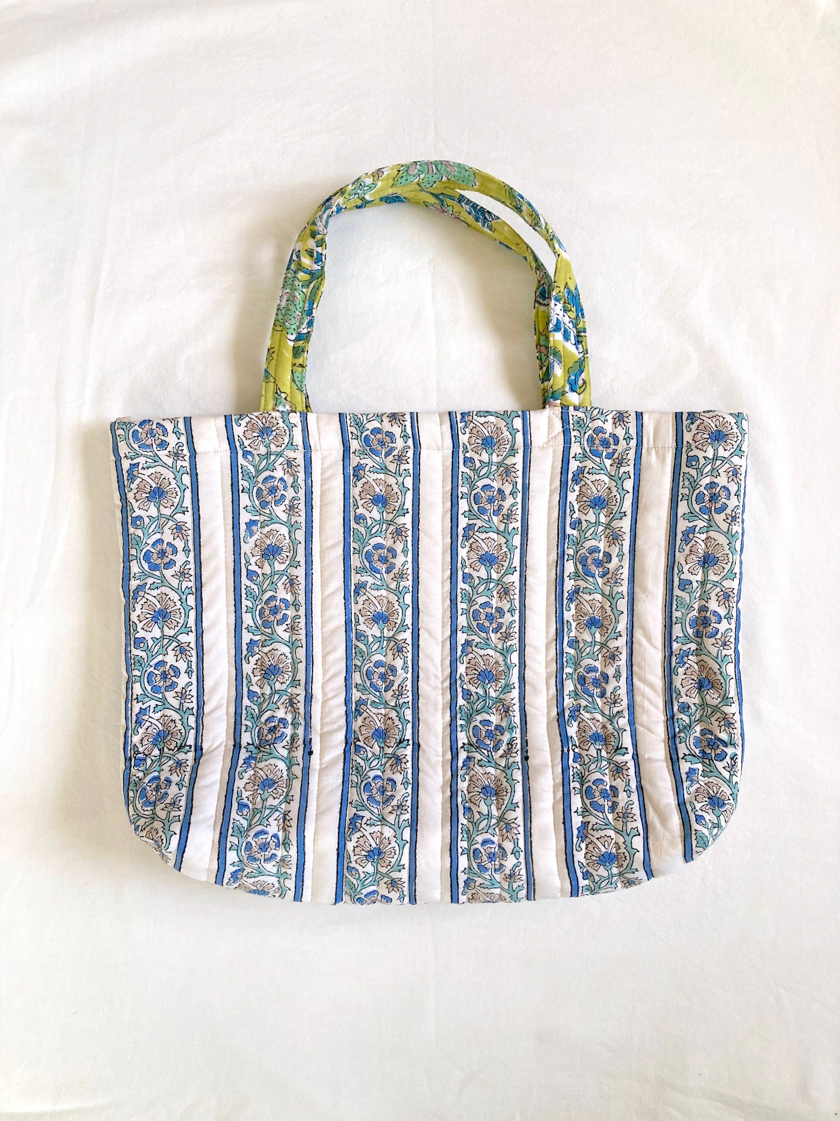 Hand Block Print Tote Bags /quilted Tote Bag /beach Bag /india Tote Bag - Etsy