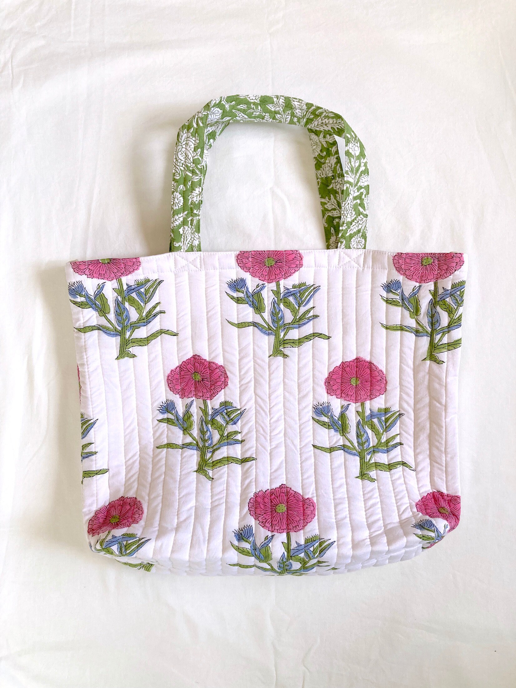 Hand Block Print Tote Bags /quilted Tote Bag /beach Bag /india Tote Bag ...