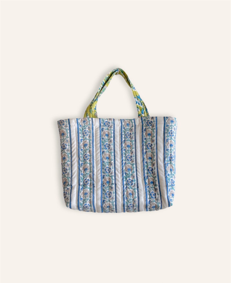 Hand Block Print Tote Bags /quilted Tote Bag /beach Bag /india Tote Bag - Etsy