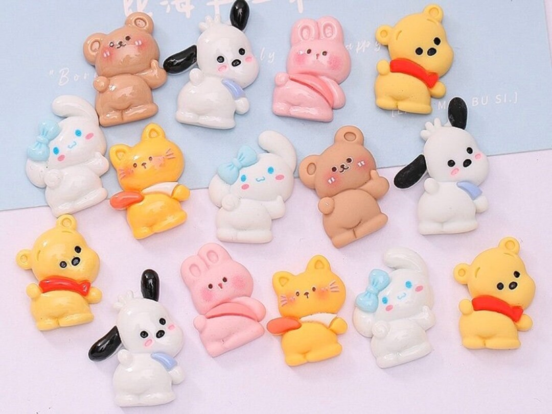 20pcs Cute Animal Cartoon Character Looking Back Resin Charms Resin ...