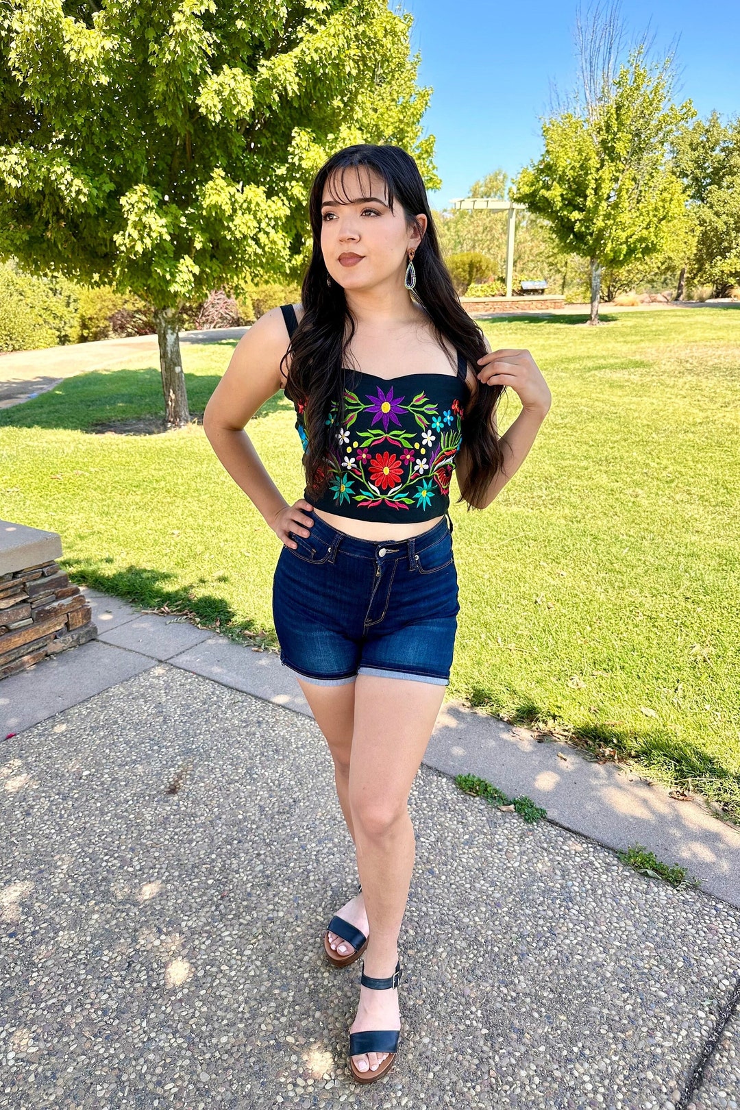 Floral Embroidered Crop Top Mexican Top Embroidered Crop Top Floral ...