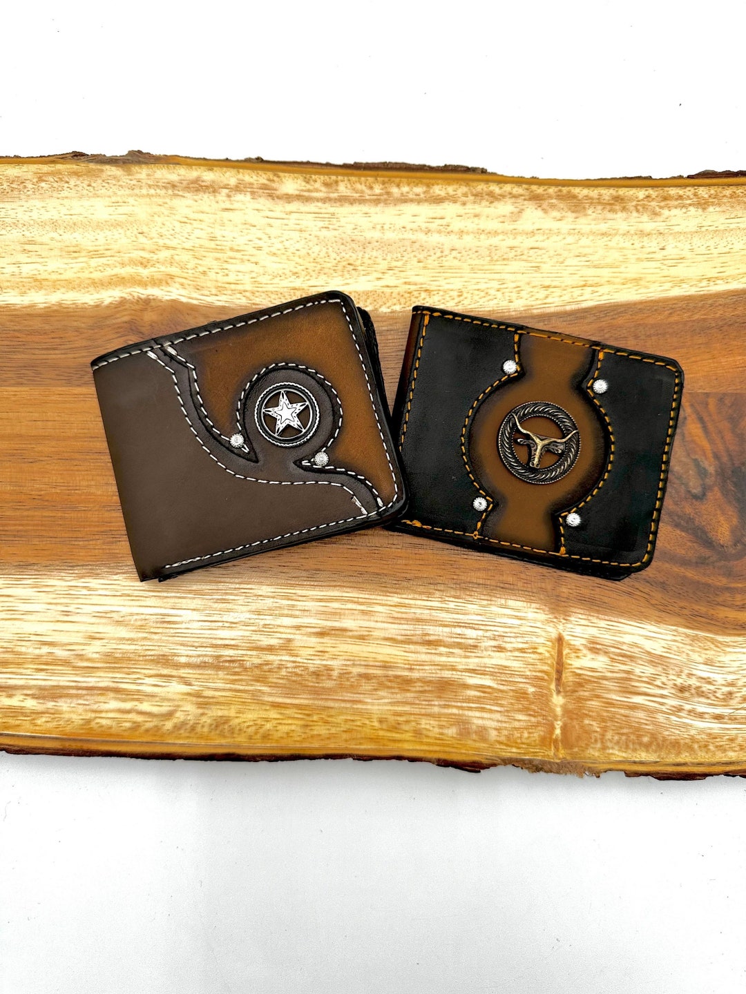 Western Wallet Bi Fold Leather Wallet Brown Wallet Cowboy Wallet ...