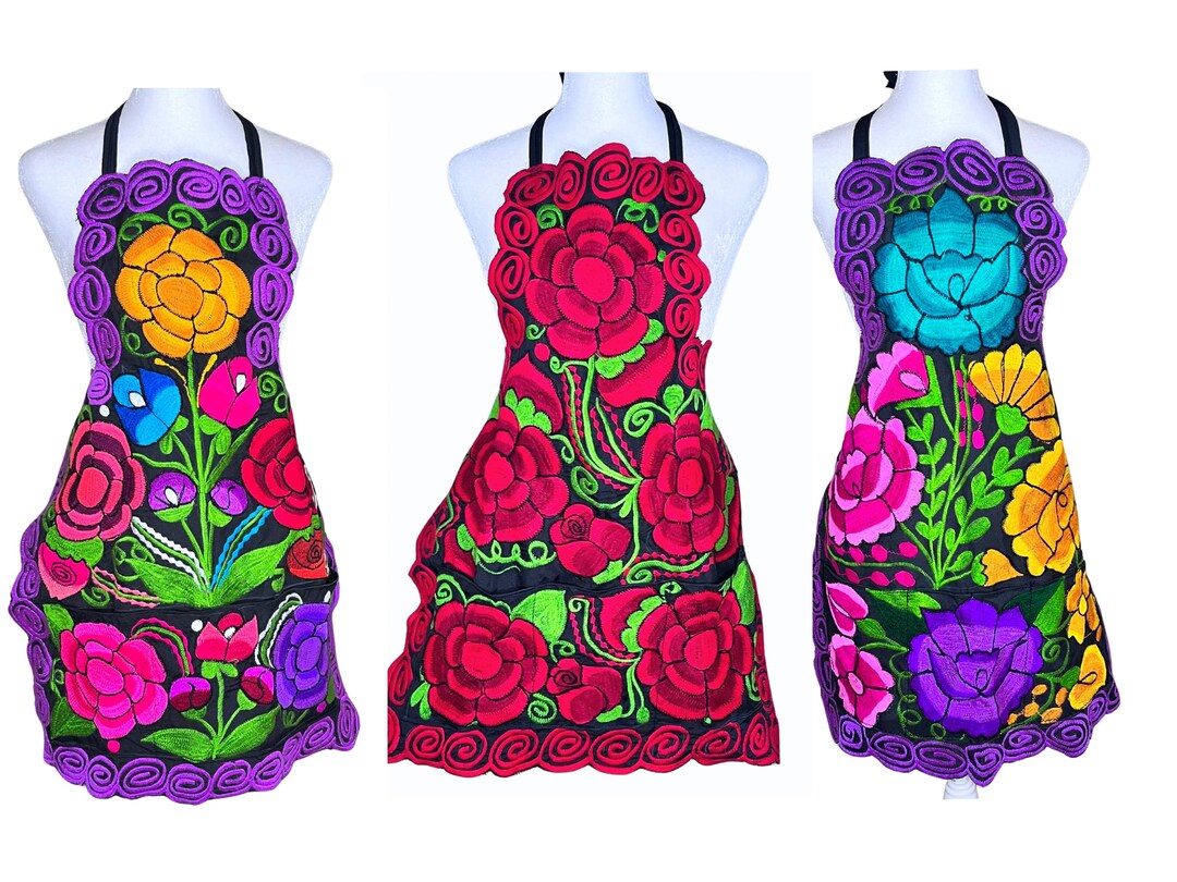 Apron Embroidered Apron Cooking Apron Handmade Mexican Apron Party ...
