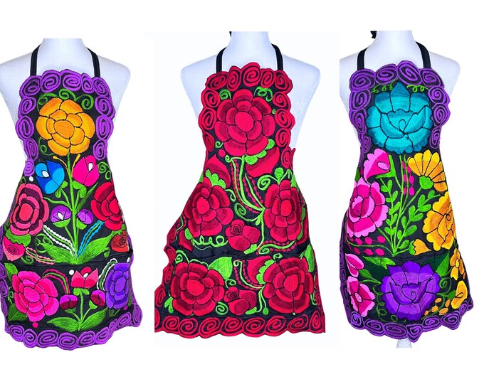Apron Embroidered Apron Cooking Apron Handmade Mexican Apron Party ...