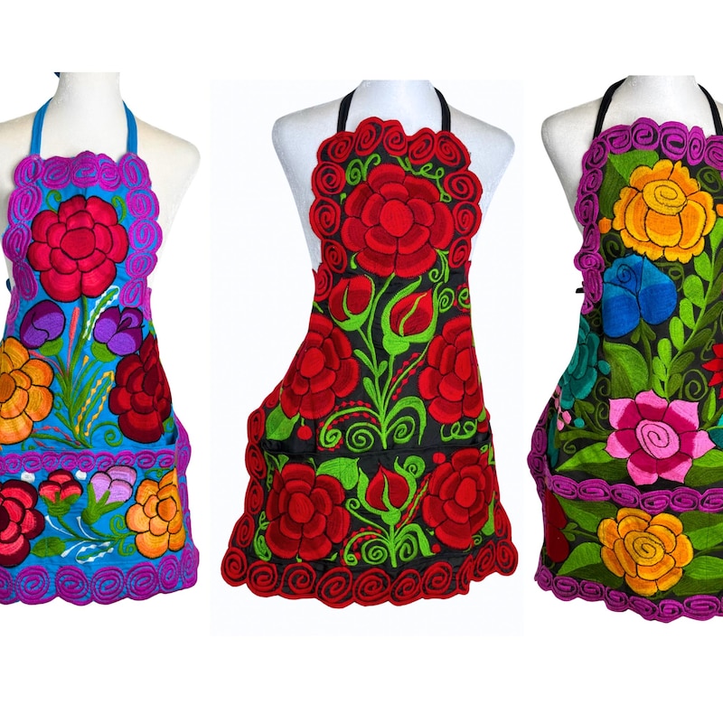 Mexican Embroidered Apron - Etsy