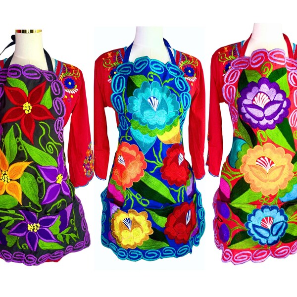 Mexican Embroidered Apron - Etsy