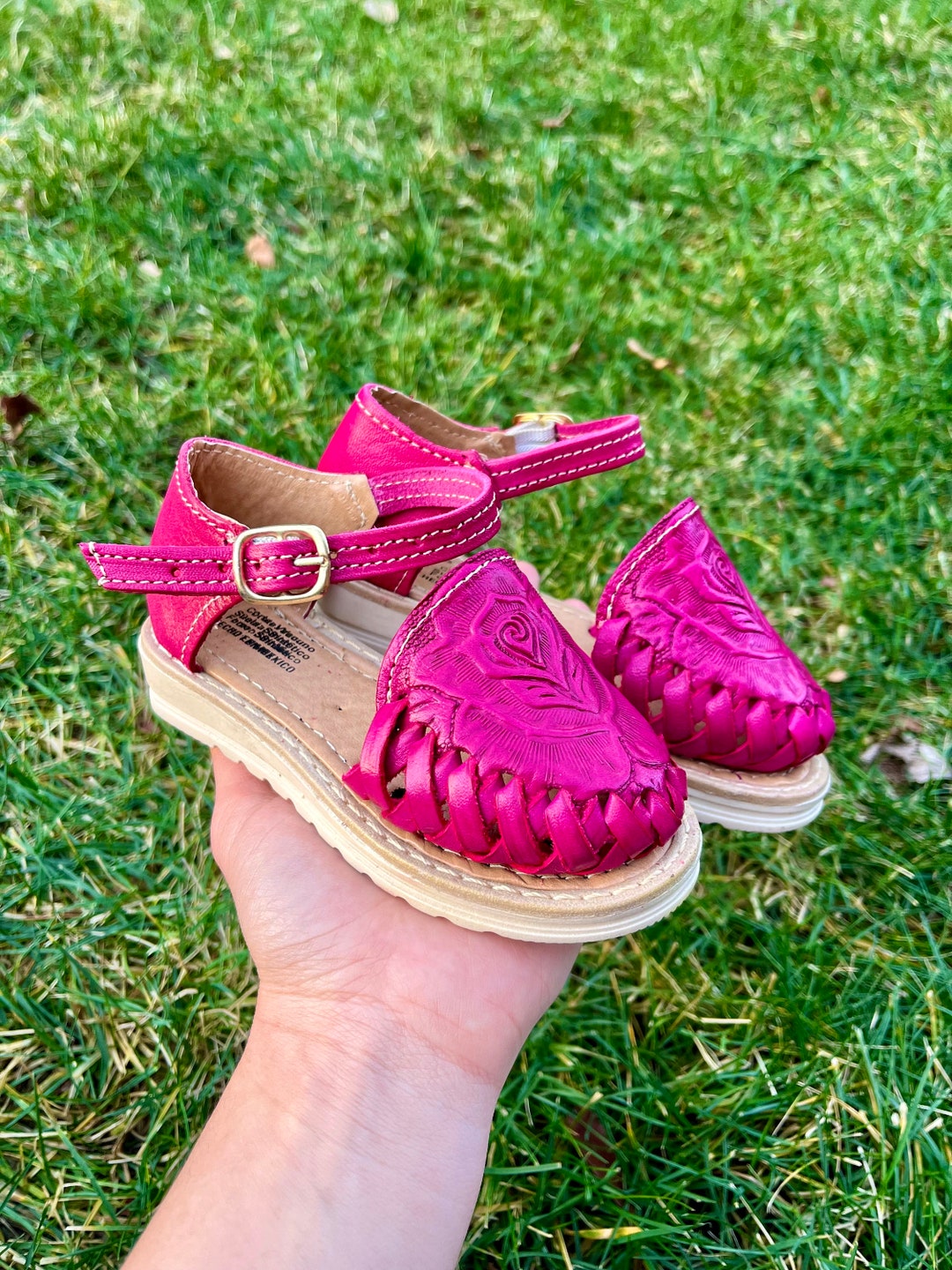 Sandals for Girls Pink Leather Huaraches Fuchsia Pink Huaraches Summer ...