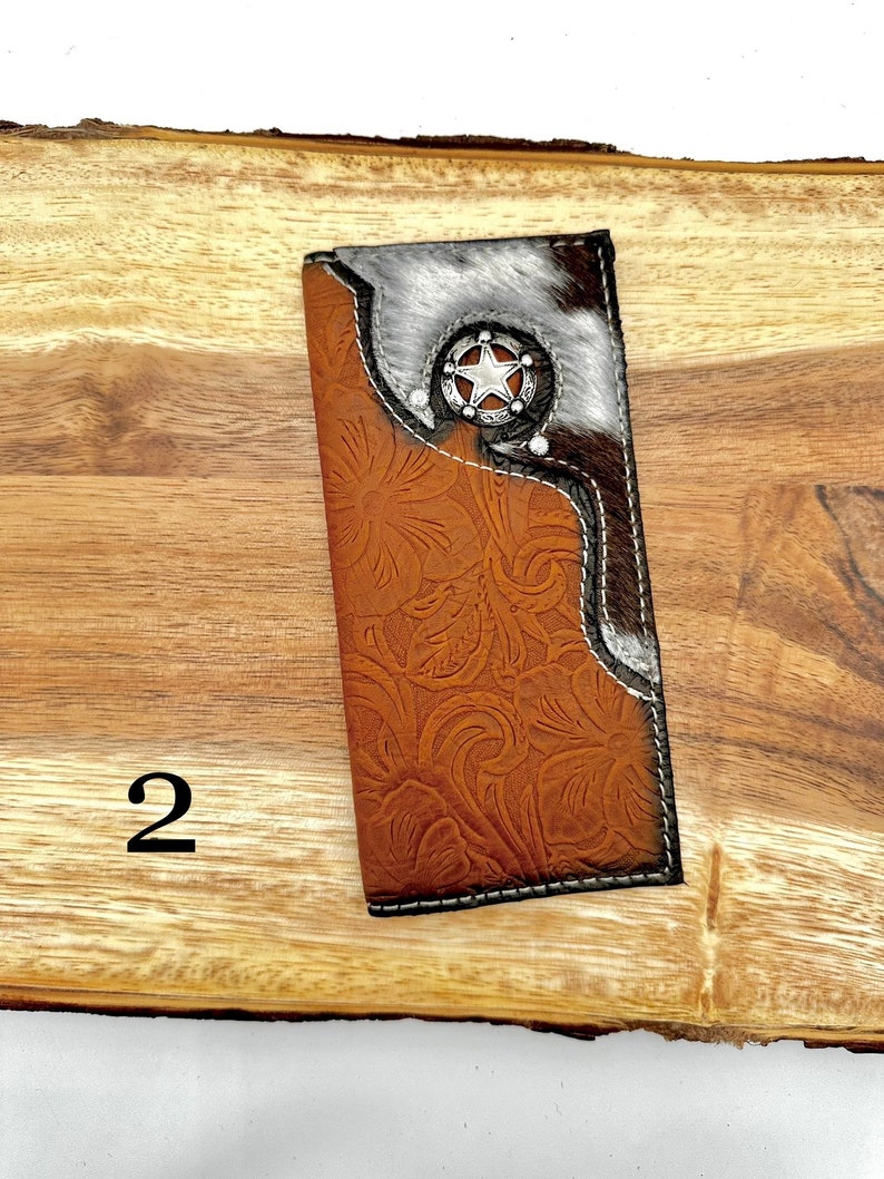Western Wallet Tall Leather Wallet Cowhide Wallet Western - Etsy