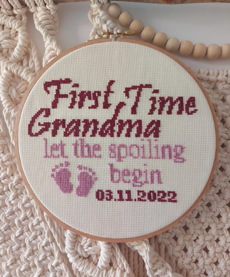 First Time Grandma Cross Stitch Pattern,gift for Grandmother, PDF ...