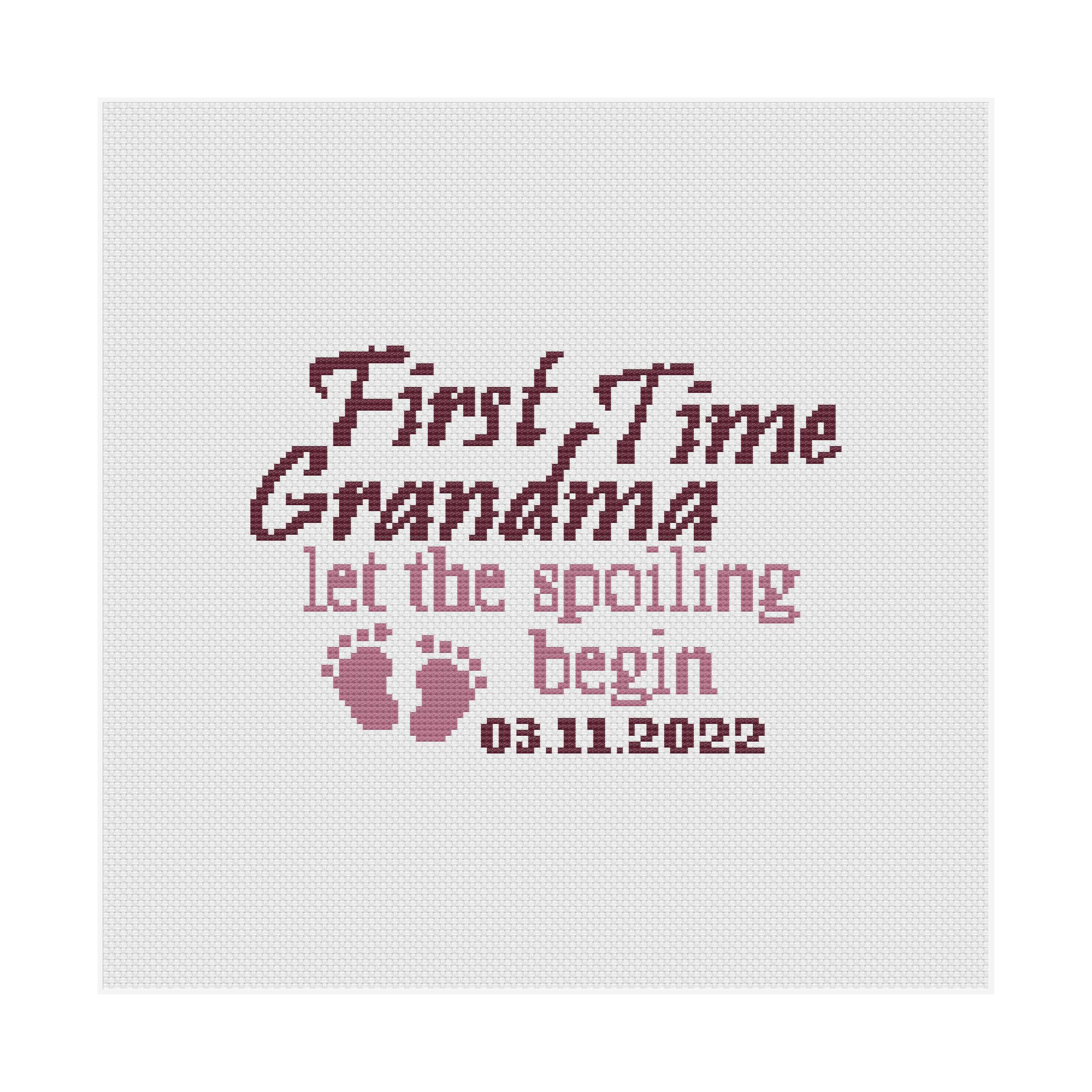 First Time Grandma Cross Stitch Pattern,gift for Grandmother, PDF ...