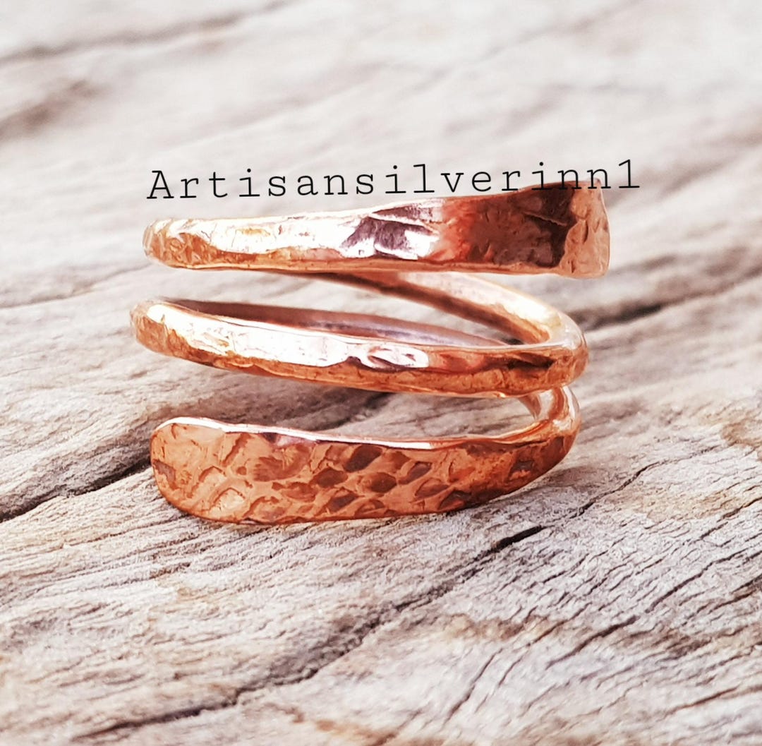 Pure Copper Wrap Ring, Arthritis Thumb Ring , Toe Ring, Finger Ring, Solid Copper Ring, Hammered ...