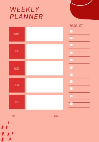 Pink Red Digital Planner Basic Planner, to Do List , Hyperlinked ...