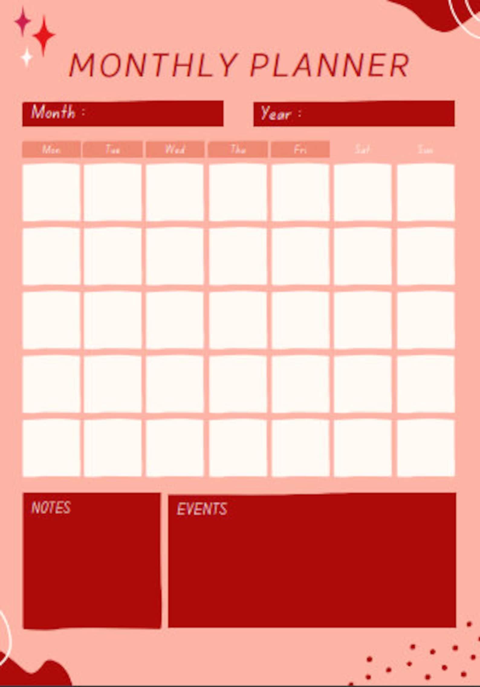 Pink Red Digital Planner | Basic Planner, to - Do List , Hyperlinked ...