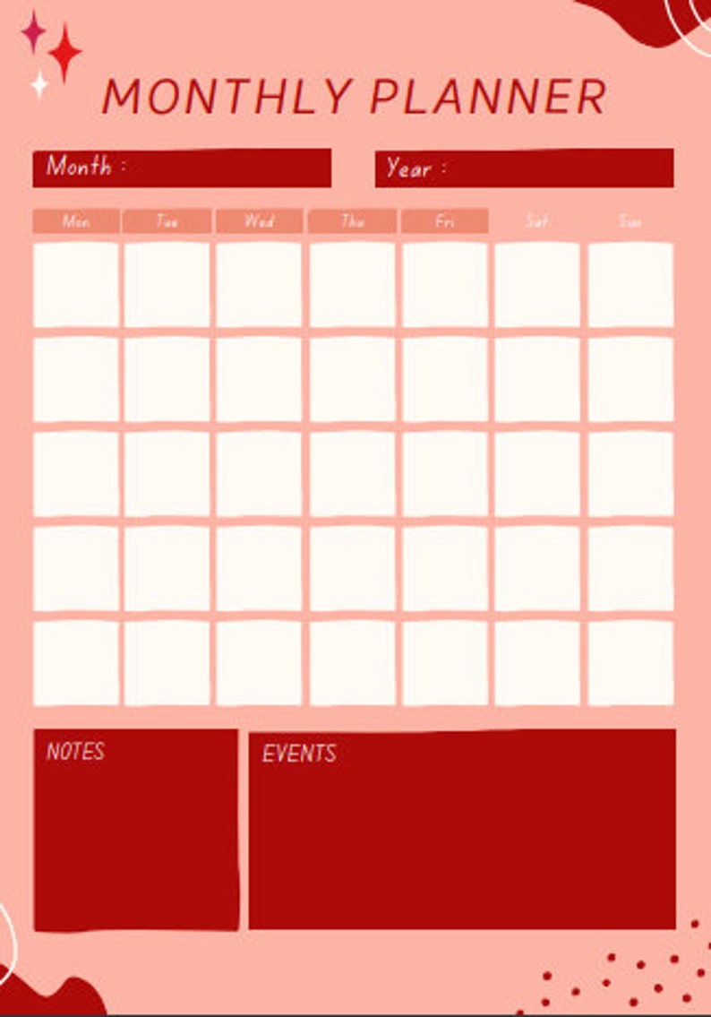Pink Red Digital Planner | Basic Planner, to - Do List , Hyperlinked ...