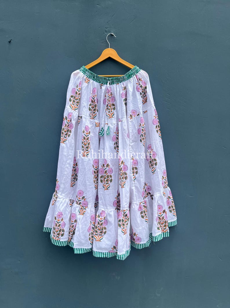 Block Print Cotton Maxi Skirt: Handmade Indian Boho Style - Etsy