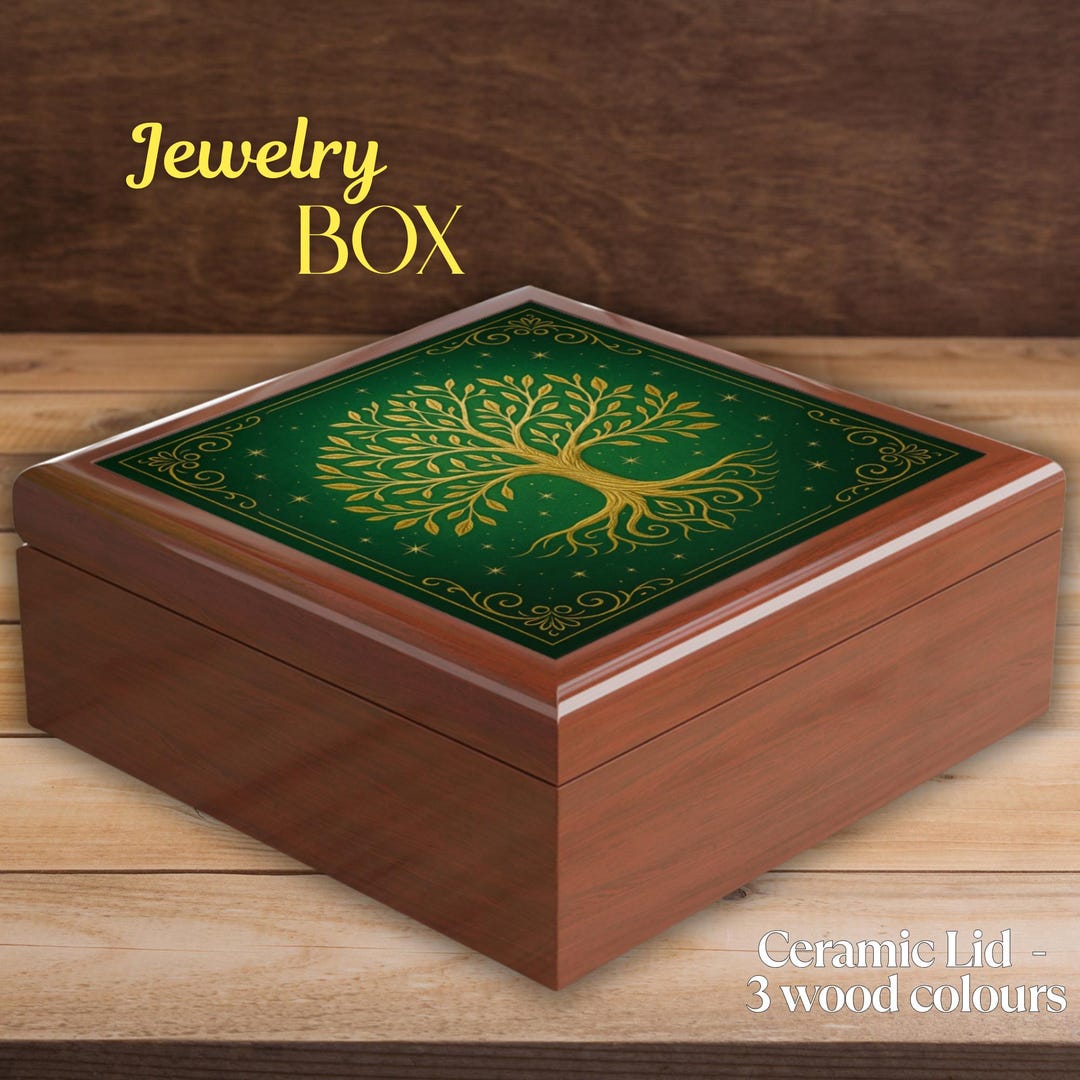Tree of Life Jewelry Box: Gold & Green Vanity Decor - Etsy