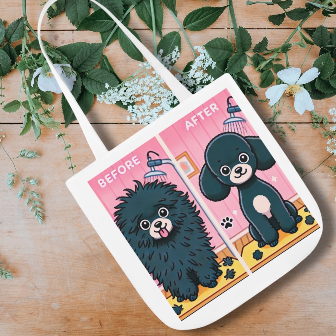Canvas Tote Bag, Before /after Groom Poodle Tote, Pet Lover Gift, Beach ...