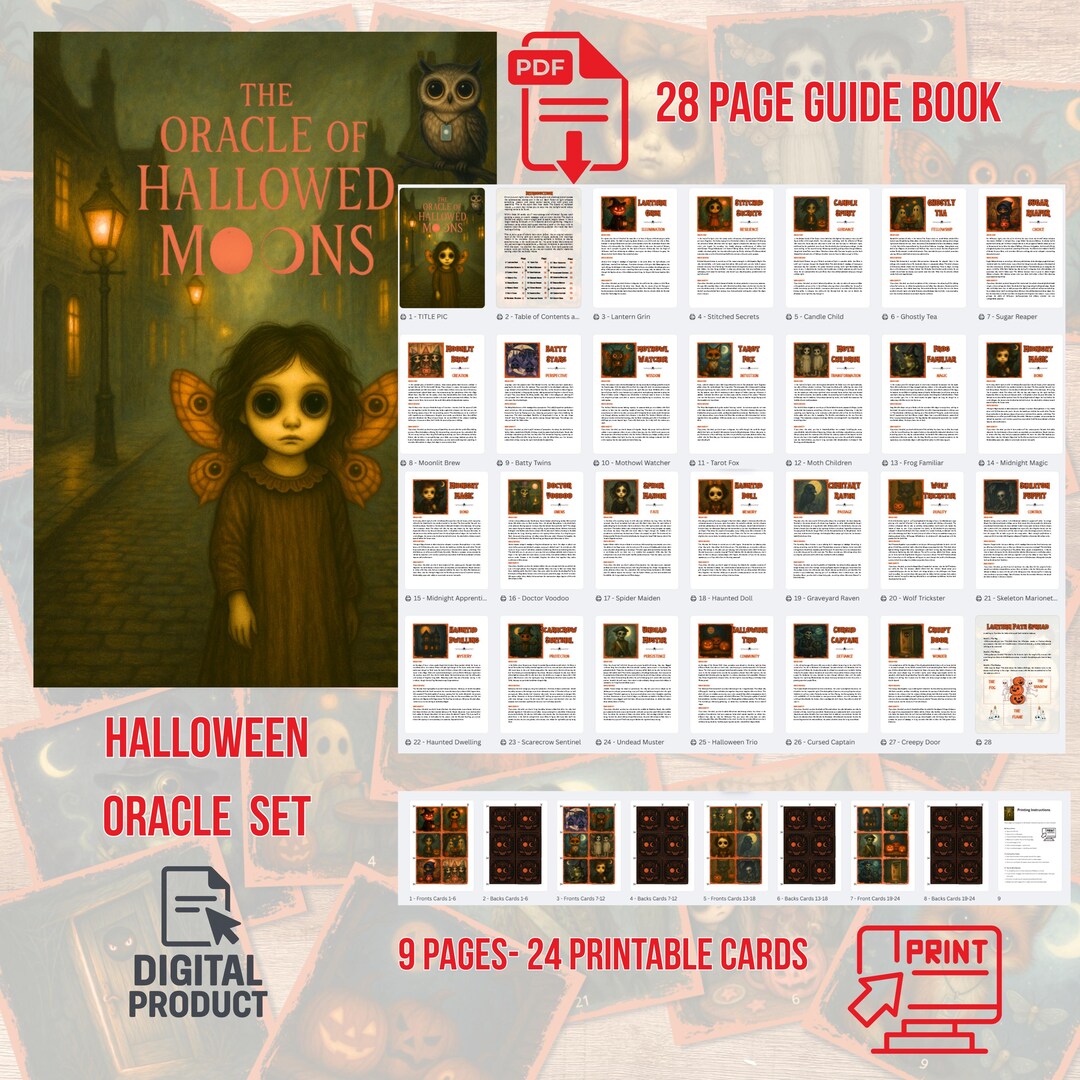 HALLOWEEN ORACLE Cards| Party Game & Guidebook PDF | Printable Tarot ...