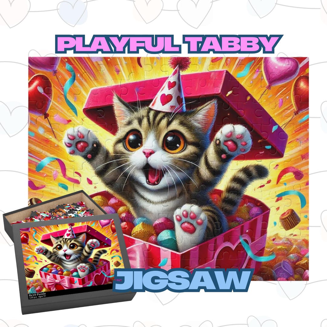 TABBY CAT PUZZLE | Tabby Cat Jigsaw | Funny Cat Puzzle | Valentine’s ...