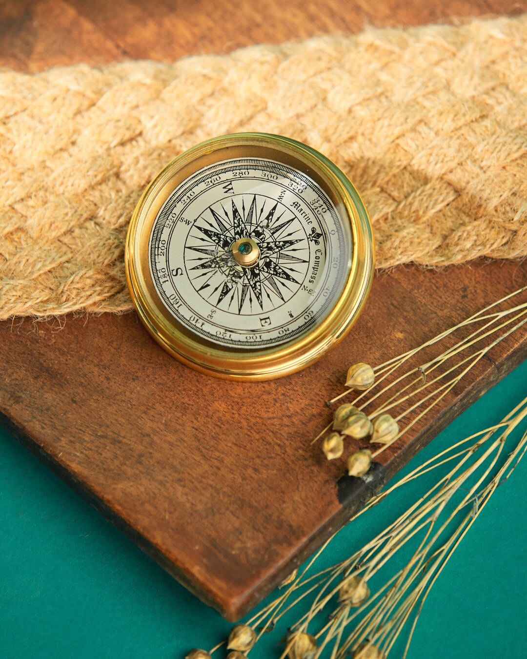 Brass Engraved Australian Penny Compass With Hard Wood Box Marine ...