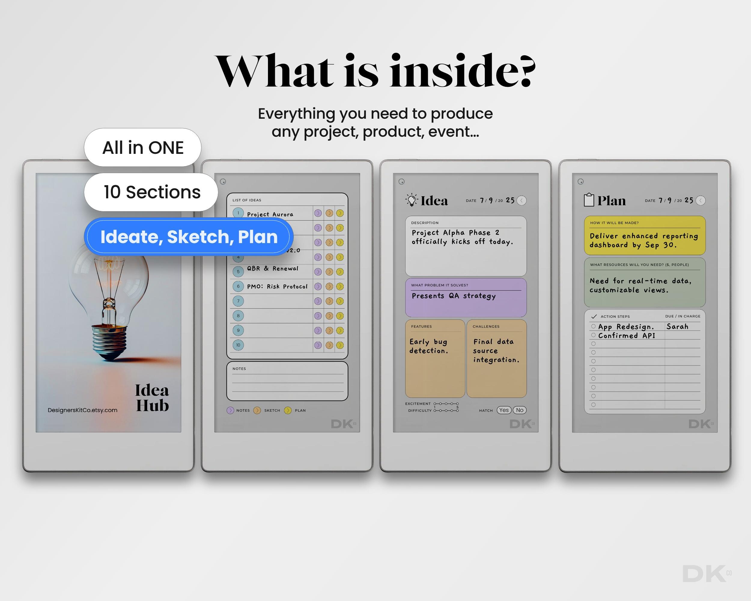 Idea Brainstorm Notebook for Remarkable Move Template Idea Planner for ...