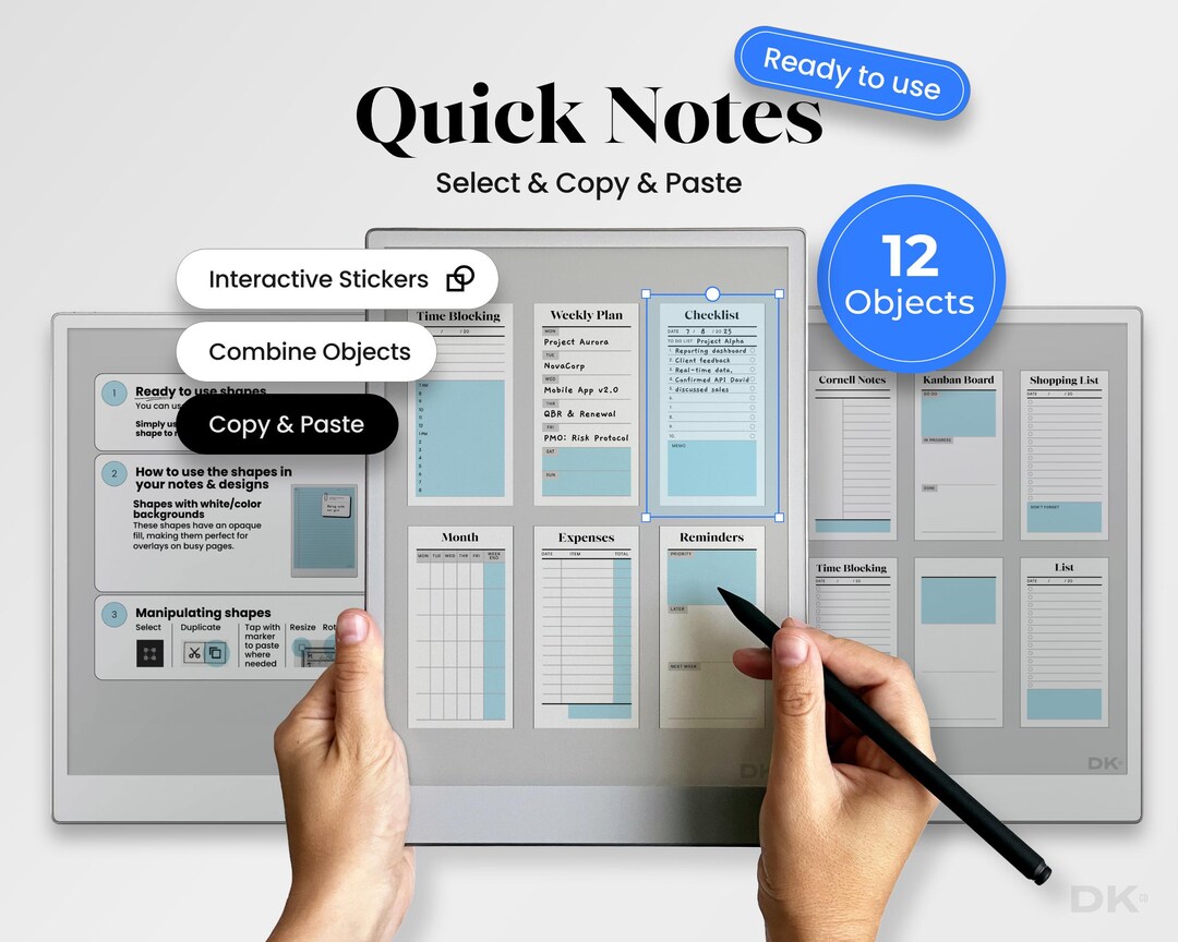 Sticky Notes for Remarkable Pro Template Project Task Planner Notebook ...