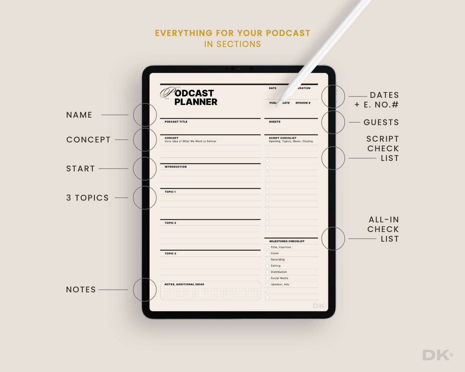 Podcast Content Plan Episode Podcast Idea Planner Printable Editorial ...
