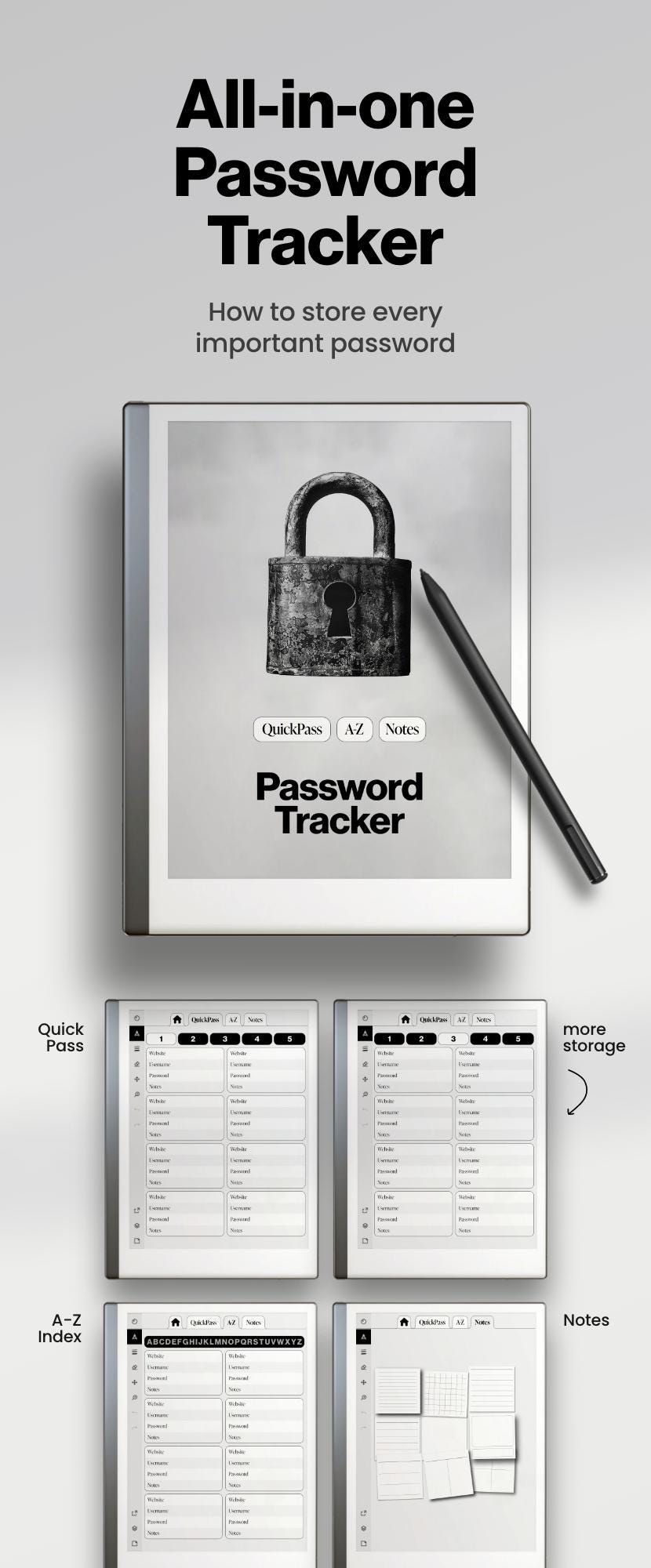 Password Tracker for Remarkable 2 Template Password Book for Remarkable ...