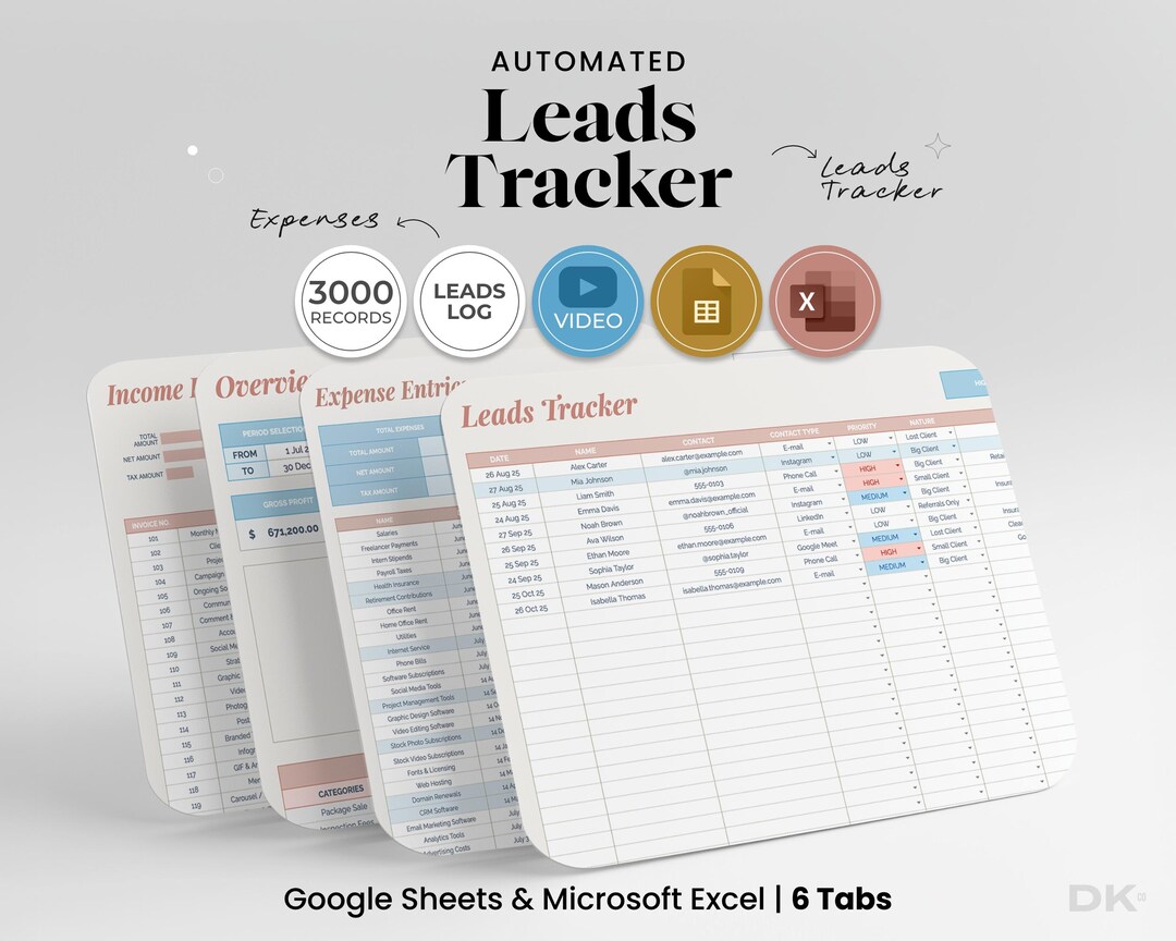 Sales Leads Tracker for Google Sheets CRM Spreadsheet Template Small ...