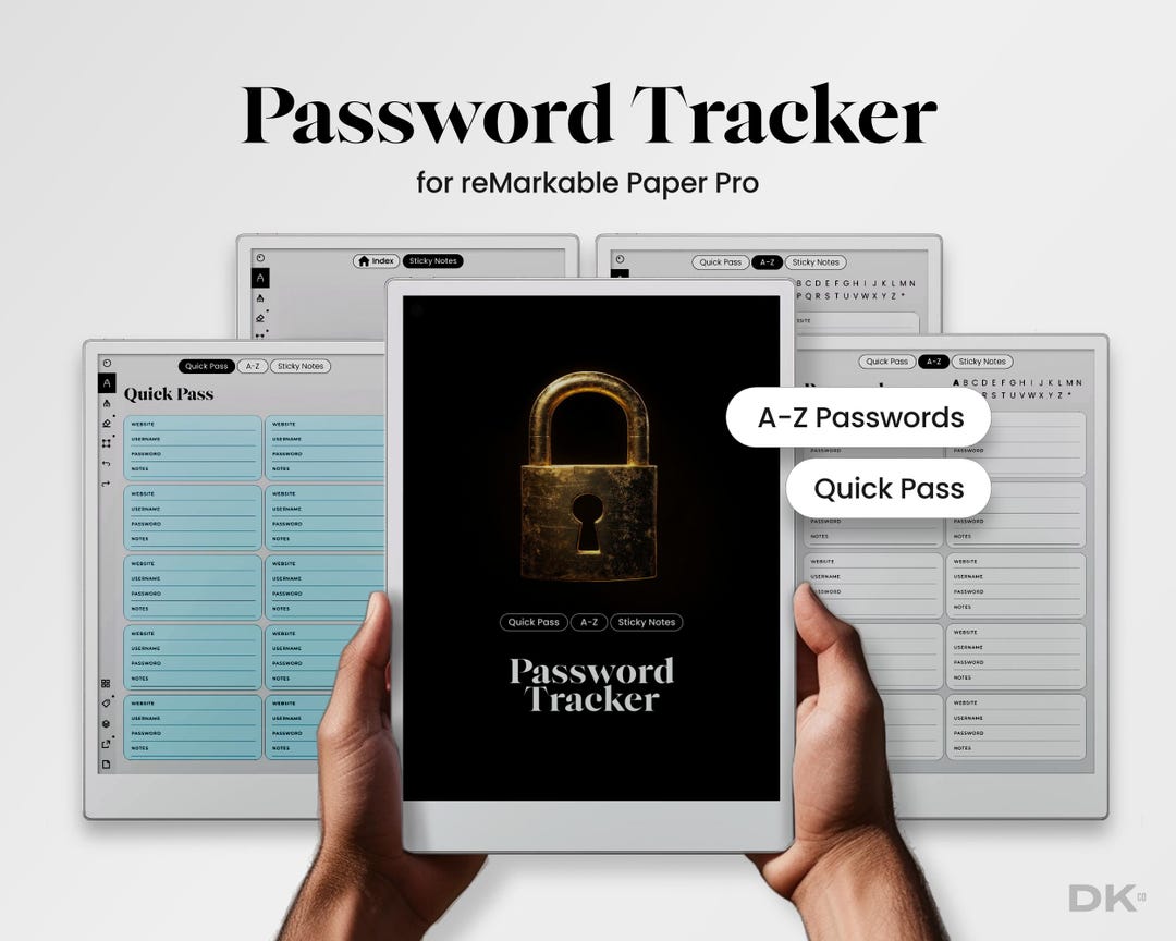 Password Tracker for Remarkable Paper Pro Template Password Notebook ...