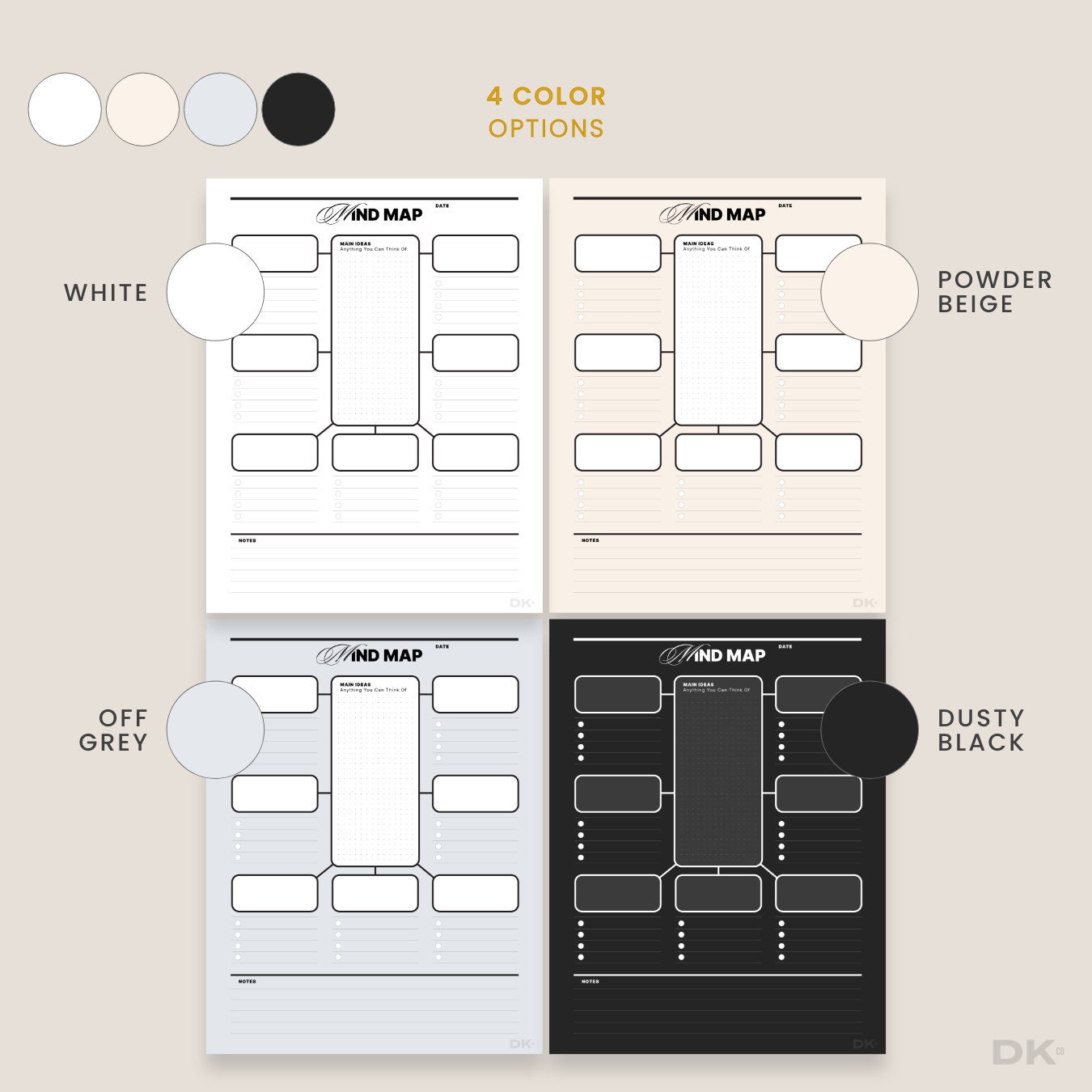 Mind Map Digital Layout Organizer Template Mind Mapping Journal ...