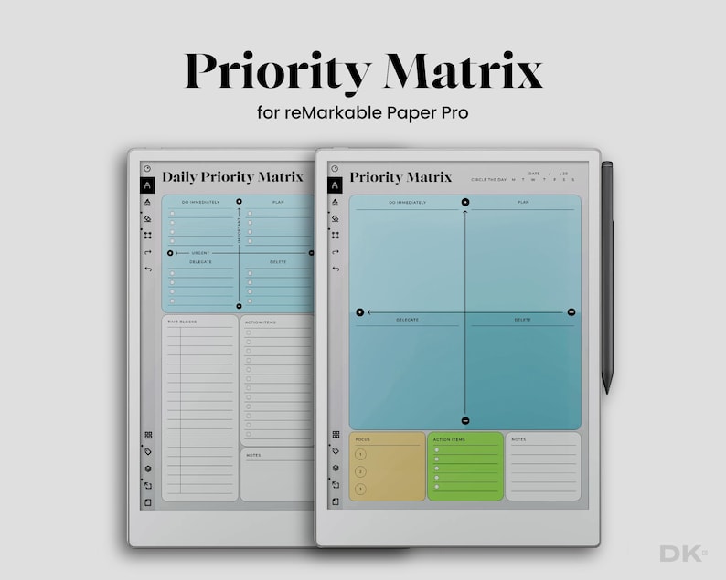 Priority Matrix Template for Remarkable Paper Pro Eisenhower Method ...
